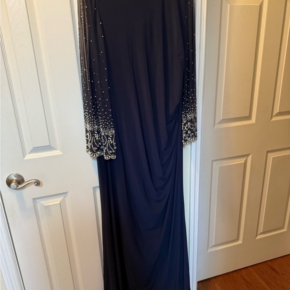 Cachet | Dresses | Cachet Blue Sequin Embellished Long Sleeve Gown ...